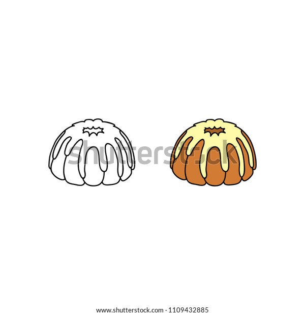 Hand Drawn Colored Outline Bundt Flan Stock Vector (Royalty Free ...