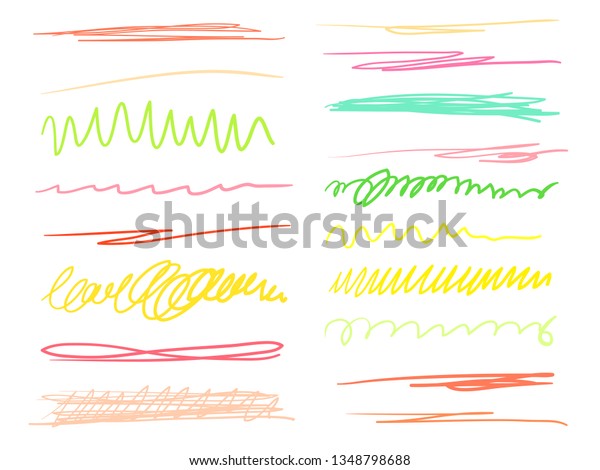 Hand Drawn Colorful Underlines On White Stock Vector (Royalty Free ...