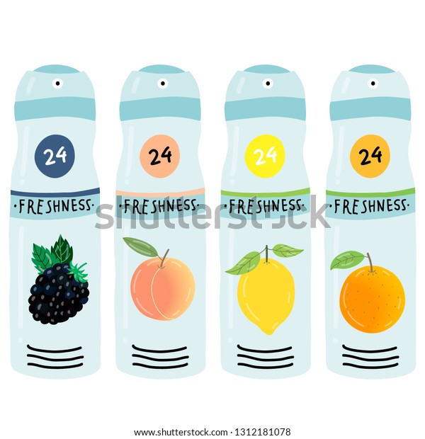 Hand Drawn Colorful Vector Illustration Deodorants Stock Vector ...