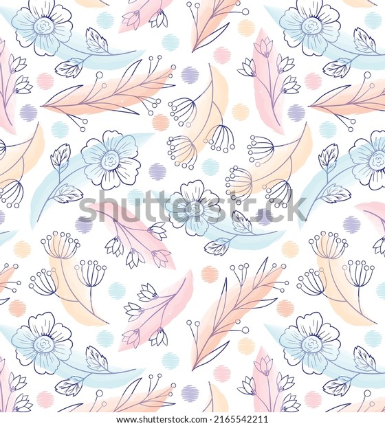Hand Drawn Colorful Watercolor Effect Flowers Stock Vector (Royalty ...