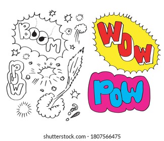 Hand Drawn Comic Doodles Isolated On Stock Vector (Royalty Free ...
