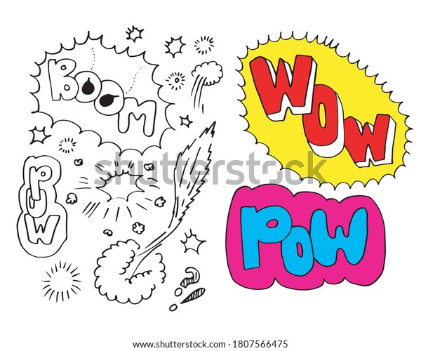 Hand Drawn Comic Doodles Isolated On Stock Vector (Royalty Free ...