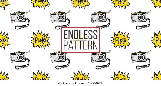 Hand Drawn Comic Sketched Flash Camera Stock Vector (Royalty Free ...