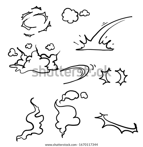 Hand Drawn Comic Smoke Smoke Puffs Stock Vector (Royalty Free ...