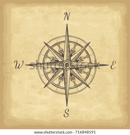 Hand Drawn Compass Old Paper Texture Stock Vector (Royalty Free ...