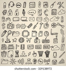 Hand Drawn Computer Icons Set Stock Vector (Royalty Free) 329138972 ...