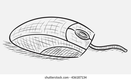 Hand Drawn Computer Mouse Illustration Stock Vector (Royalty Free ...