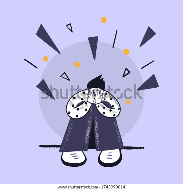 Hand Drawn Concept Desperate Man Sitting Stock Vector (Royalty Free ...