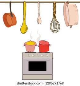 Hand Drawn Cooking Pots Set Kitchen Stock Vector (Royalty Free ...