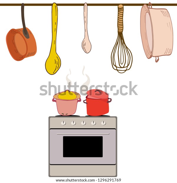 Hand Drawn Cooking Pots Set Kitchen Stock Vector (Royalty Free ...