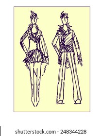 Hand Drawn Costume Sketch Stock Vector (Royalty Free) 248344228 ...