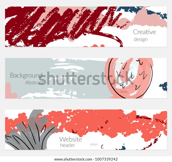 Hand Drawn Creative Universal Banner Set Stock Vector (Royalty Free ...