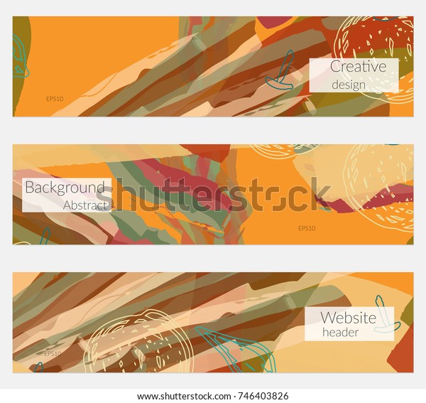 Hand Drawn Creative Universal Banner Set Stock Vector (Royalty Free ...
