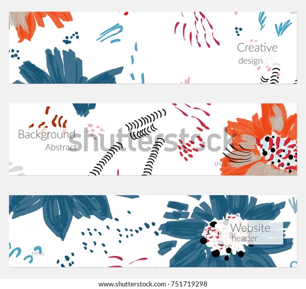 Hand Drawn Creative Universal Banner Set Stock Vector (Royalty Free ...