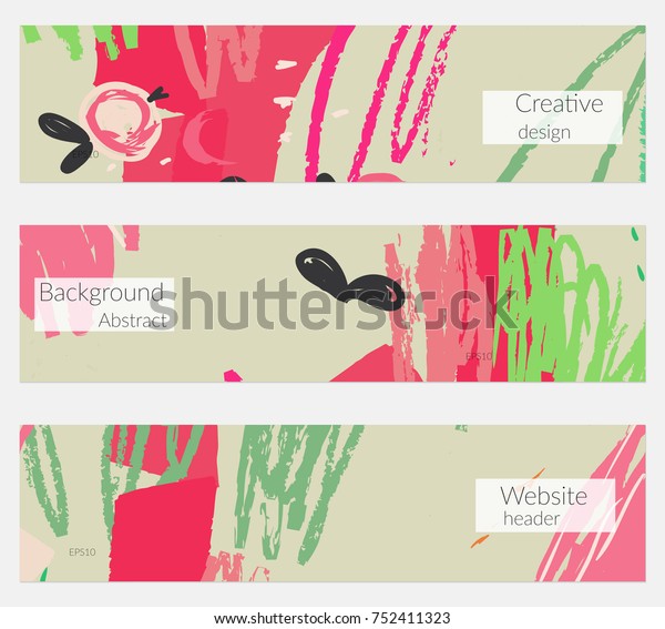 Hand Drawn Creative Universal Banner Set Stock Vector (Royalty Free ...