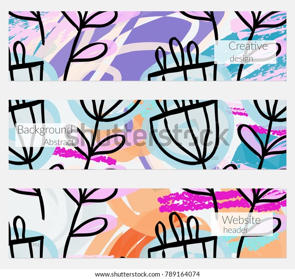 Hand Drawn Creative Universal Banner Set Stock Vector (Royalty Free ...