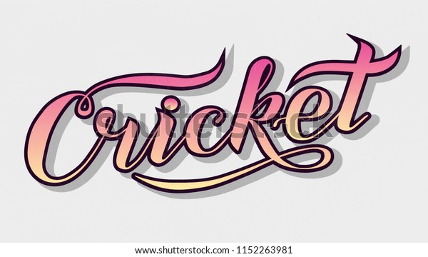 Hand Drawn Cricket Gradient Lettering Text Stock Vector (Royalty Free ...