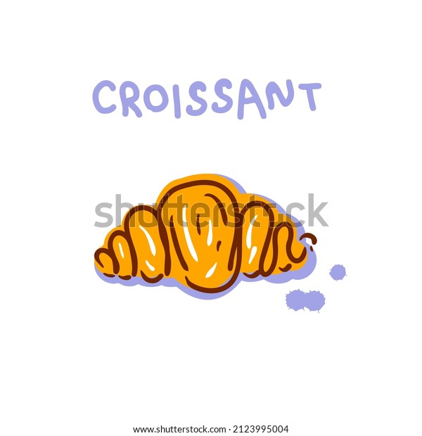 Hand Drawn Croissant Text Promotion Design Stock Vector (Royalty Free ...