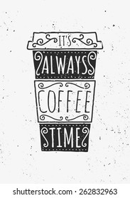 Hand Drawn Cup Coffee Text Decorative Stock Vector (Royalty Free ...