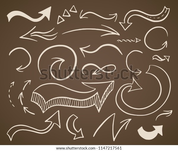 Hand Drawn Curvy Round Arrows Set Stock Vector (Royalty Free ...