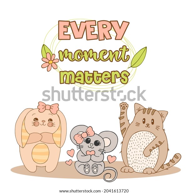 Hand Drawn Cute Animals Lettering Cat Stock Vector (Royalty Free ...