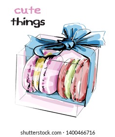 Hand Drawn Cute Box Macarons Box Stock Vector (Royalty Free) 1400466716 ...