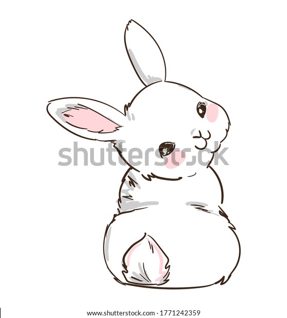 Hand Drawn Cute Bunny Isolated On Stock Vector (Royalty Free ...