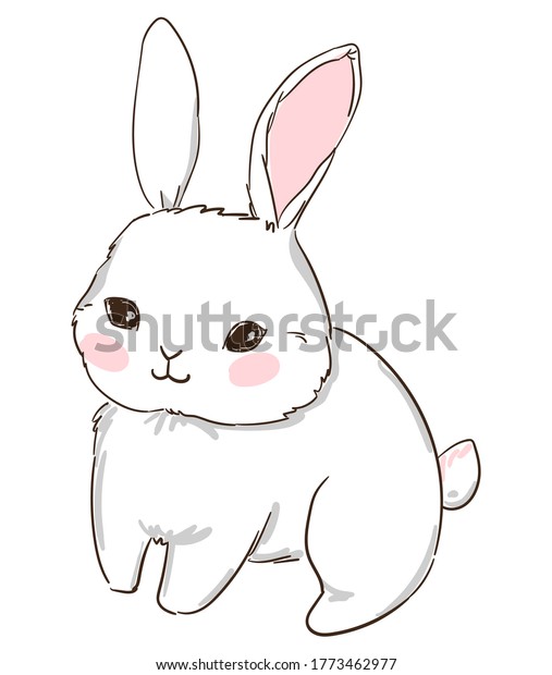 Hand Drawn Cute Bunny Isolated On Stock Vector (Royalty Free ...