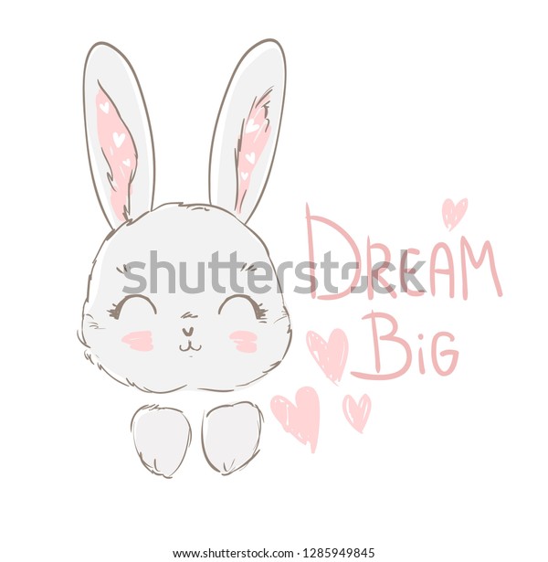 Hand Drawn Cute Bunny Print Design Stock Vector (Royalty Free ...
