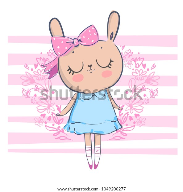 Hand Drawn Cute Bunny Vector Illustration Stock Vector (Royalty Free ...