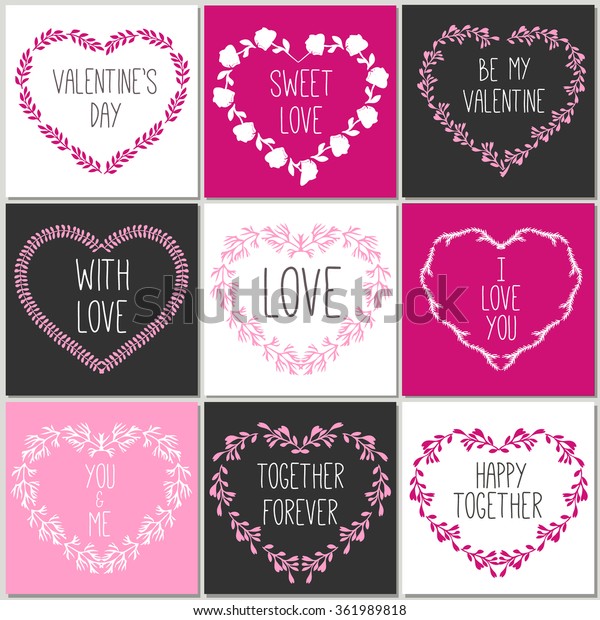 Hand Drawn Cute Cards Love Design Stock Vector (Royalty Free) 361989818 ...