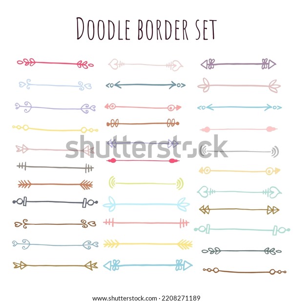 Hand Drawn Cute Colored Dividers Set Stock Vector (Royalty Free ...