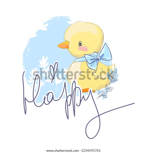 Hand Drawn Cute Duck Print Design: vetor stock (livre de direitos ...