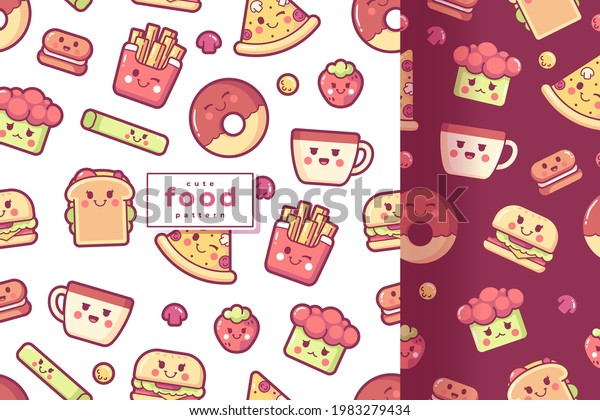 Hand Drawn Cute Food Pattern Collection Stock Vector (Royalty Free ...