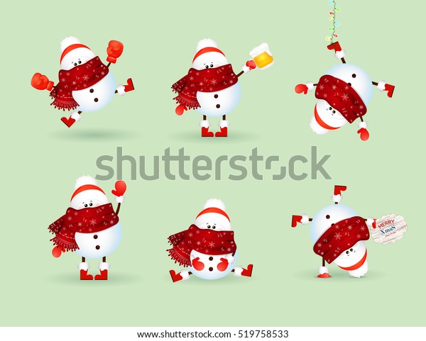 Hand Drawn Cute Funny Cartoon Snowman Stock Vector (Royalty Free ...
