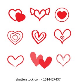 Hand Drawn Cute Heart Shape Collection Stock Vector (Royalty Free ...