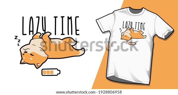 Hand Drawn Cute Lazy Dogs Sleeping Stock Vector (Royalty Free ...