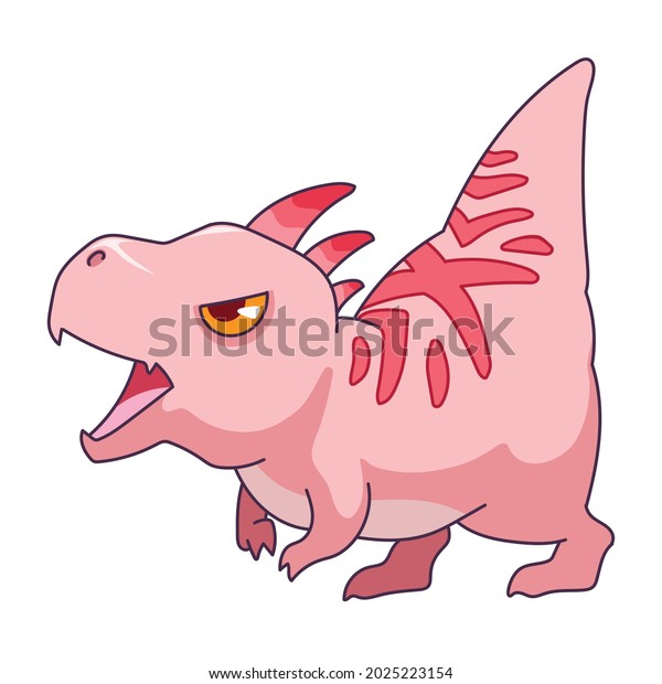 Hand Drawn Cute Pink Dinosaur Cartoon Stock Vector (Royalty Free ...