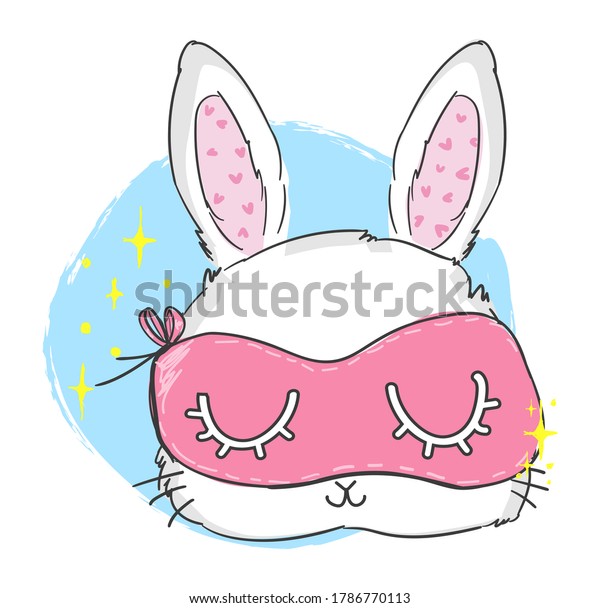 Hand Drawn Cute Rabbit Mask Sleep Stock Vector (Royalty Free ...