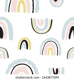 Hand Drawn Cute Rainbow Seamless Pattern Stock Vector (Royalty Free ...