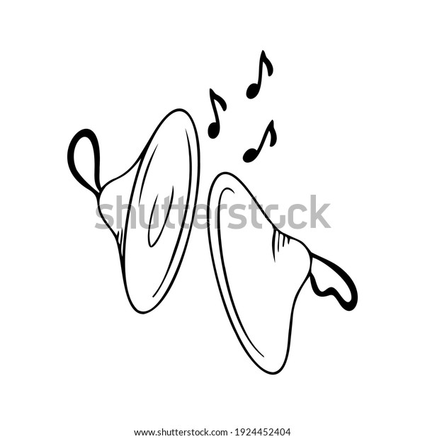 Hand Drawn Cymbals Musical Instruments Isolated Stock Vector (Royalty ...