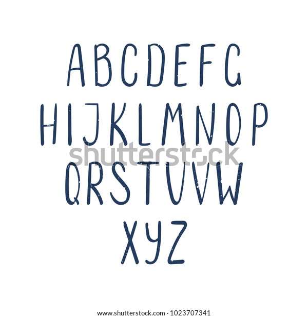 Hand Drawn Dark Blue Latin Alphabet Stock Vector (Royalty Free ...