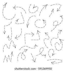 Hand Drawn Dashed Arrows Set Stock Vector (Royalty Free) 591369950 ...