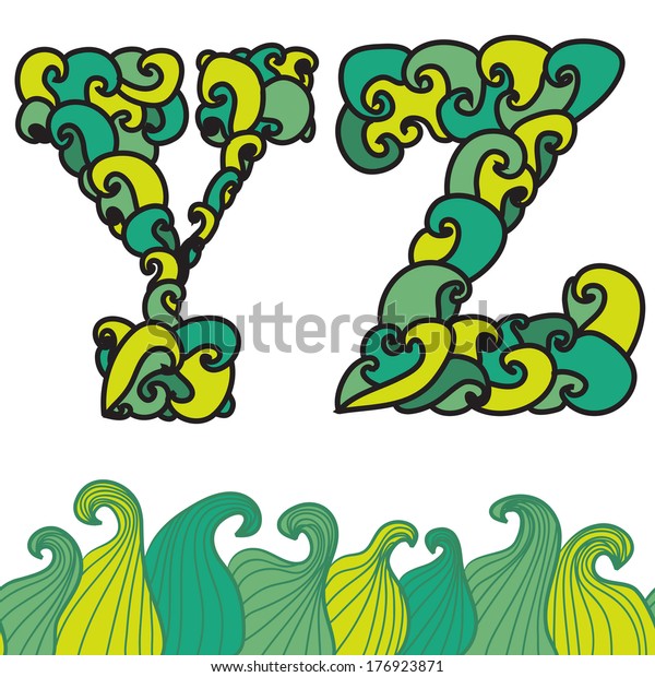 Hand Drawn Decorative Alphabet Wave Letters Stock Vector (Royalty Free ...
