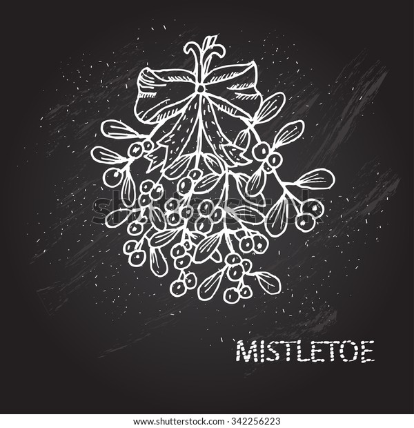 Hand Drawn Decorative Christmas Mistletoe Design: Stock-Vektorgrafik ...