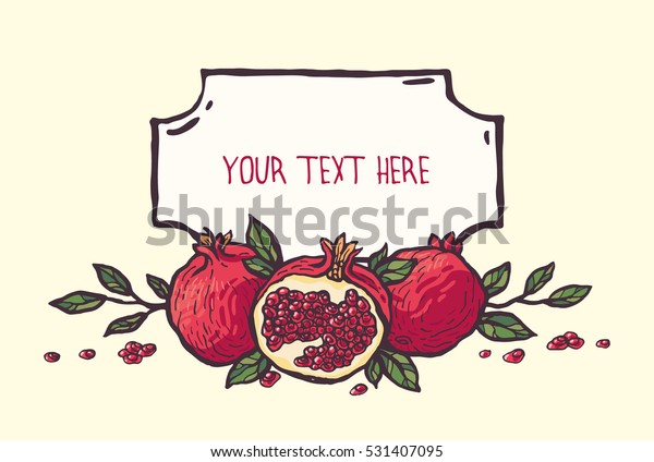 Hand Drawn Decorative Pomegranate Frames 스톡 벡터(로열티 프리) 531407095 ...