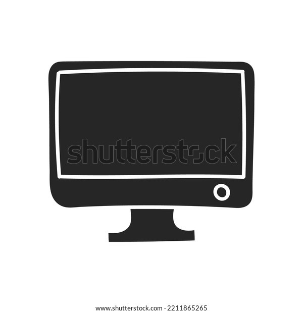 Hand Drawn Desktop Computer Vector Illustration Stock Vector (Royalty ...