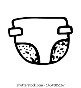 Hand Drawn Diaper Doodle Sketch Childrens Stock Vector (Royalty Free ...