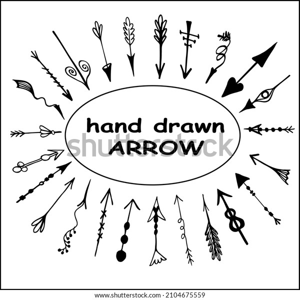 Hand Drawn Different Decorative Arrows On Stock Vector (Royalty Free ...