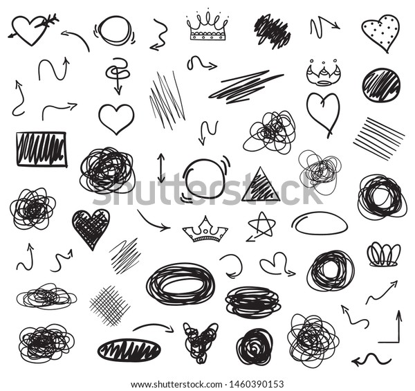 Hand Drawn Different Tangled Signs Shapes Stock Vector (Royalty Free ...